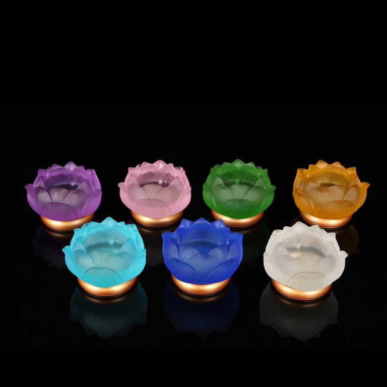 Bộ 7 Đế Nến – Chân Đèn Cầy Lưu Ly Đế Đồng Nhiều Màu